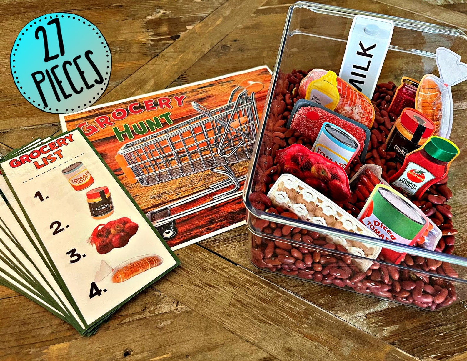 Grocery Hunt Sensory Bin | Grocery List | Grocery Activity | Sensory ...