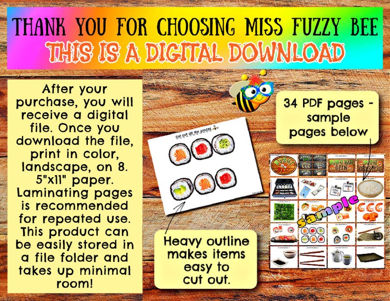 Sushi Bar Dramatic Play | Food Pretend Play | Food Cutouts | Preschool ...