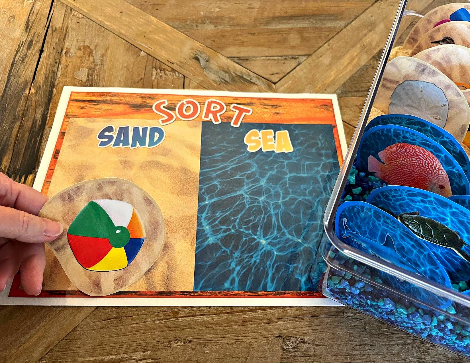 Sand and Sea Sorting Sensory Bin | Ocean Objects Sorting | Sensory Bin ...