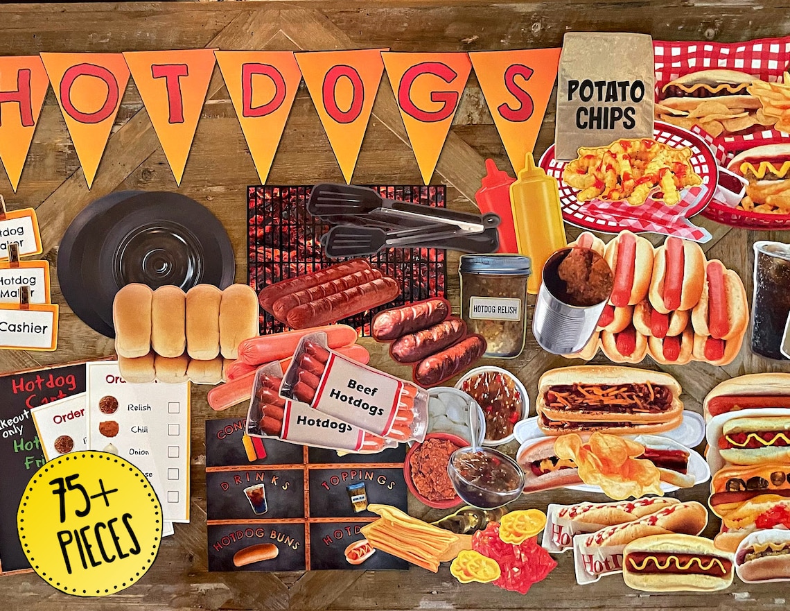 Hotdog Cart Dramatic Play | Food Pretend Play | Food Cutouts | Prek ...