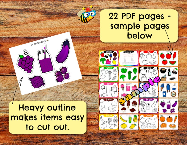 Colors | Busy Book | Printable | Matching | Food Colors | Preschool ...