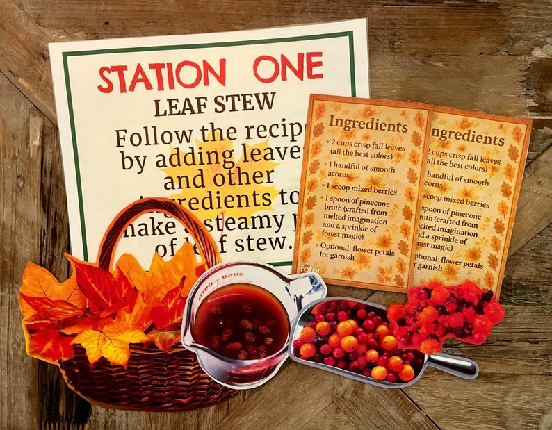 Leaf Gathering Dramatic Play | Printable | Fall Leaves Pretend Play ...