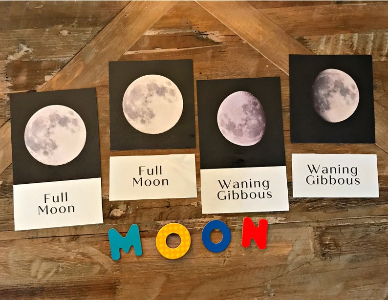 Moon Phases Phases of the Moon Three-part Cards Printable Kindergarten ...