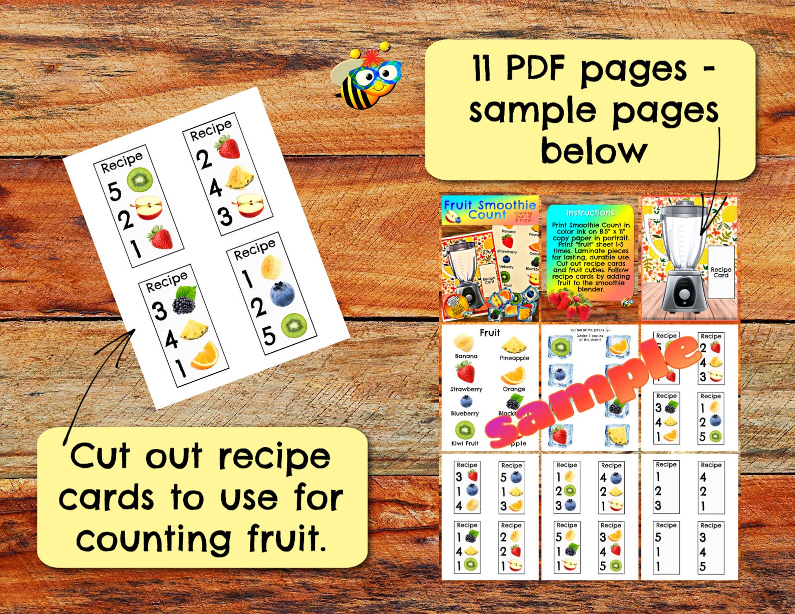 Preschool Counting | Counting Activity | Fruit Smoothie Activity | Prek ...