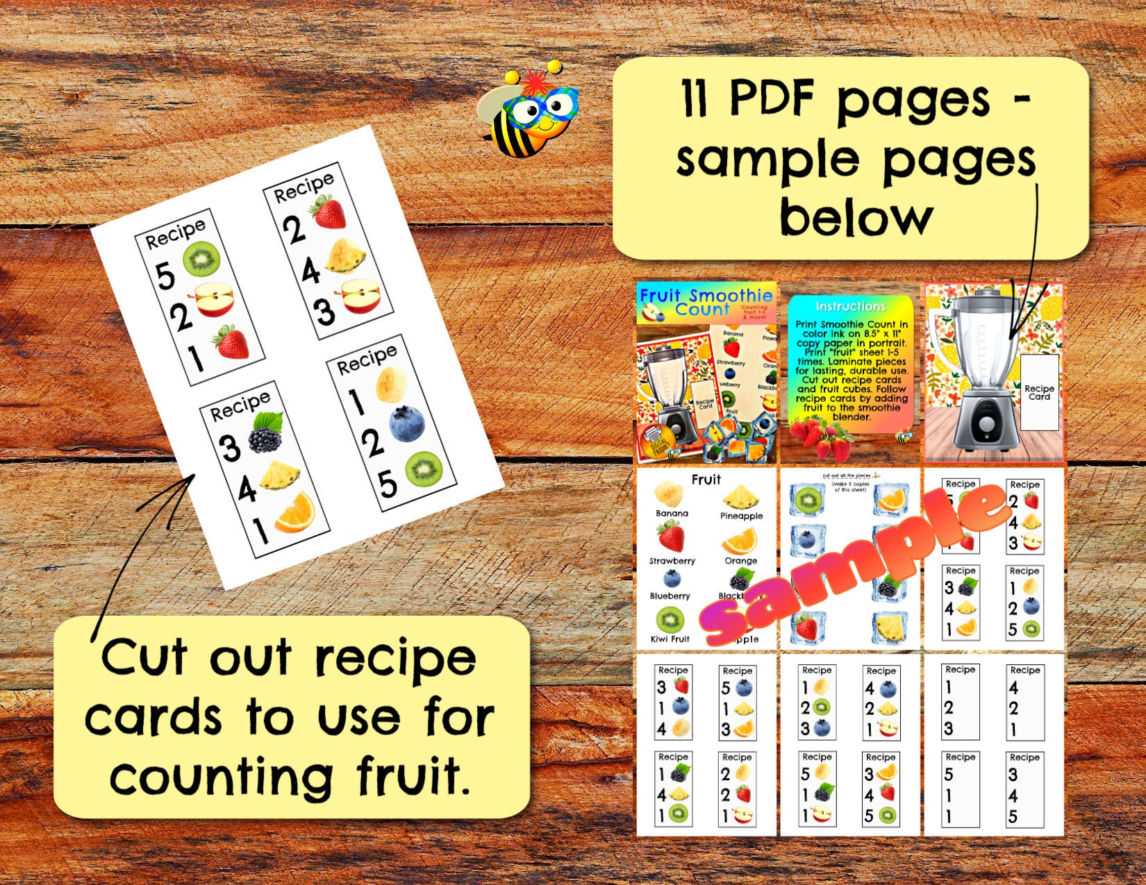 Preschool Counting | Counting Activity | Fruit Smoothie Activity | Prek ...