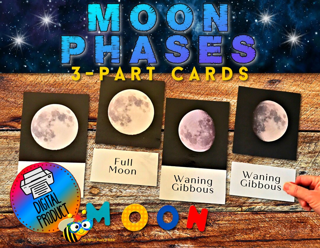 Moon Phases Phases of the Moon Three-part Cards - Etsy