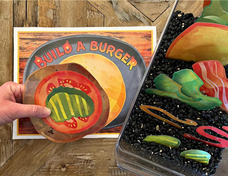 Build a Hamburger Sensory Bin | Hamburger Activity | Sensory Bin ...