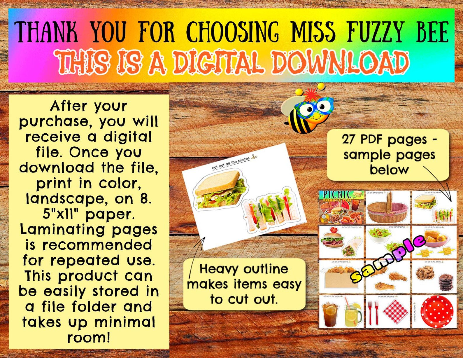 Picnic Dramatic Play | Food Cutouts | Picnic Activity | Preschool ...