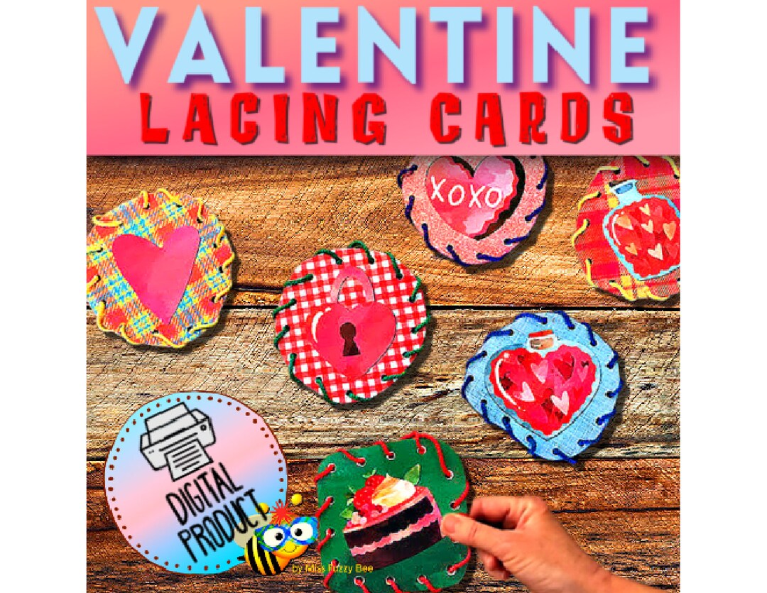 Valentine Lacing Cards | Lacing Cards | Valentine Activity | Preschool ...