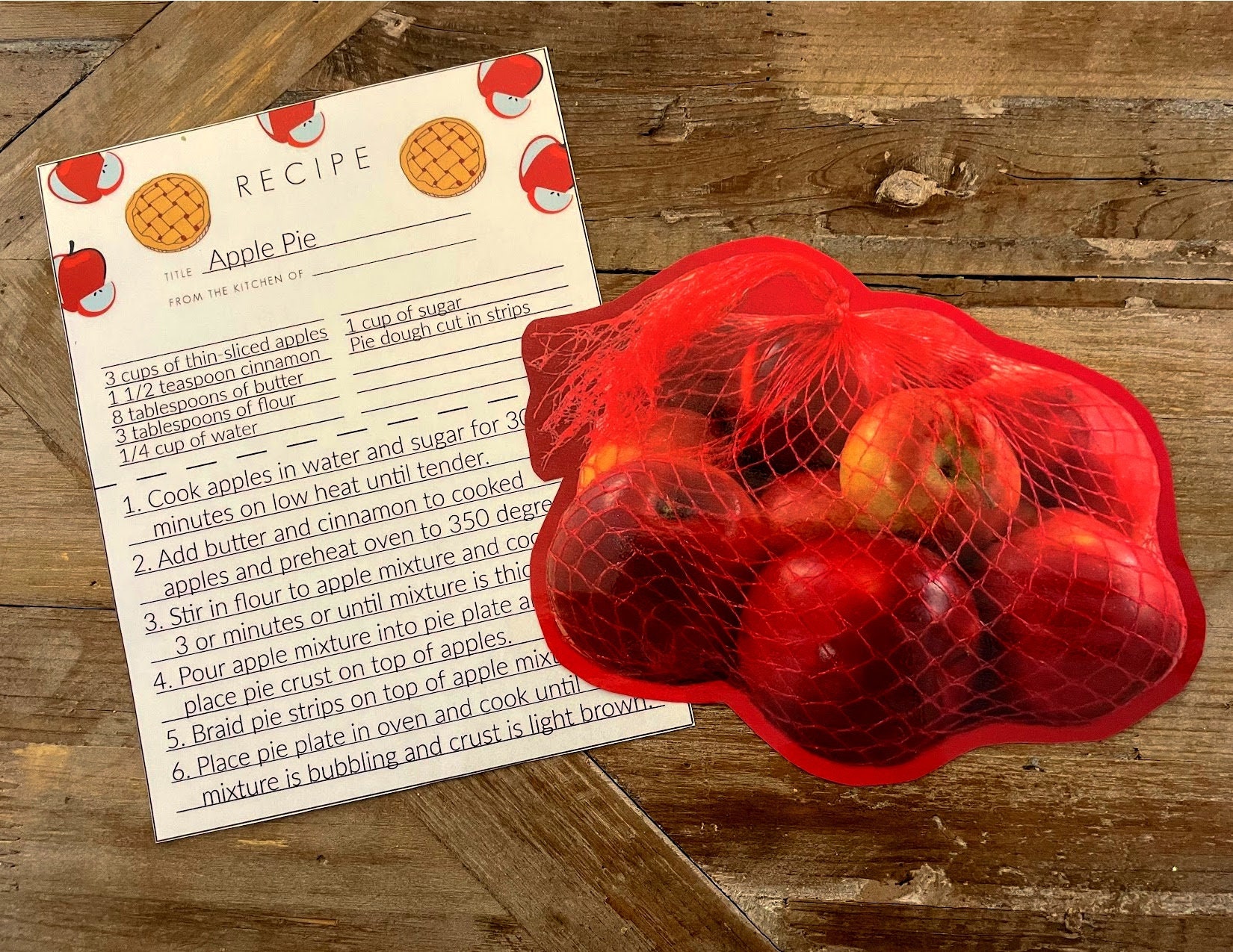 Make an Apple Pie Dramatic Play | Printable | Life Skills | Recipe for ...