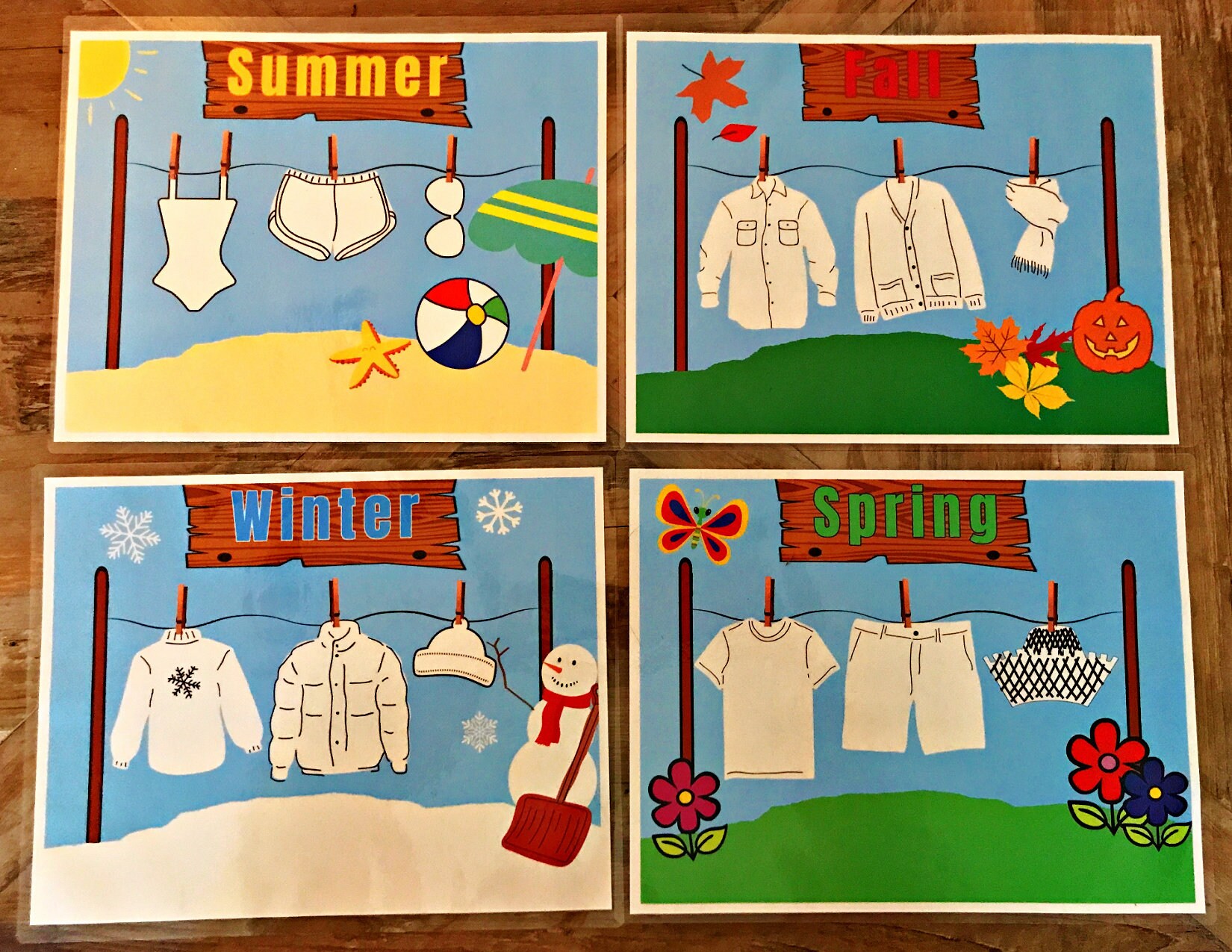 Four Seasons | Learn Seasons | Sorting Mats | Weather Clothing | Center ...