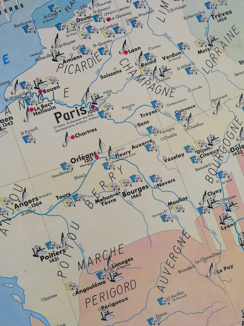 Old MDI History Map: the Crusades-cultural Centres in France / School ...