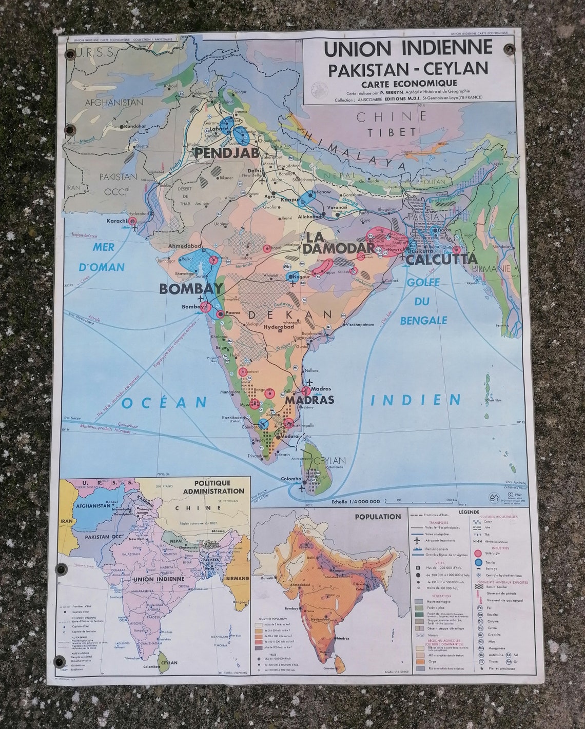 Old MDI Map India-indian Union Pakistan Ceylon / Map India / Map World ...