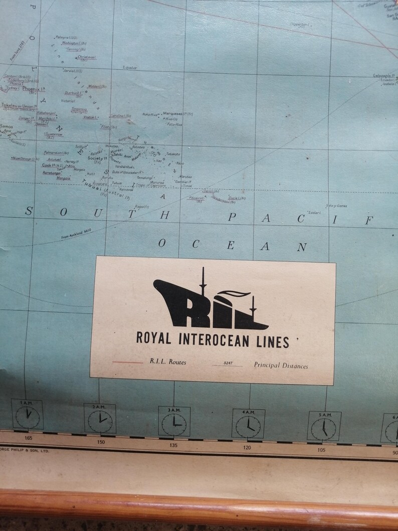 Old World Map Planisphere Royal Interocean Lines / Old World Map ...