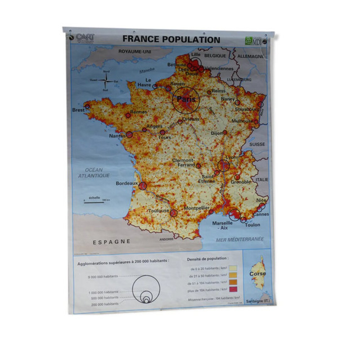 School Map Poster Vintage France Edition MDI // School Card // Old Map ...