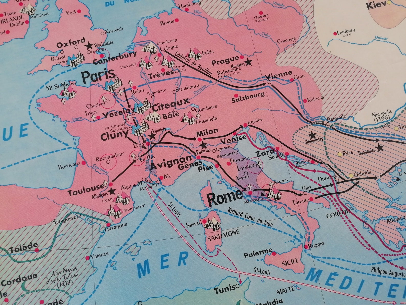 Old MDI History Map: the Crusades-cultural Centres in France / School ...