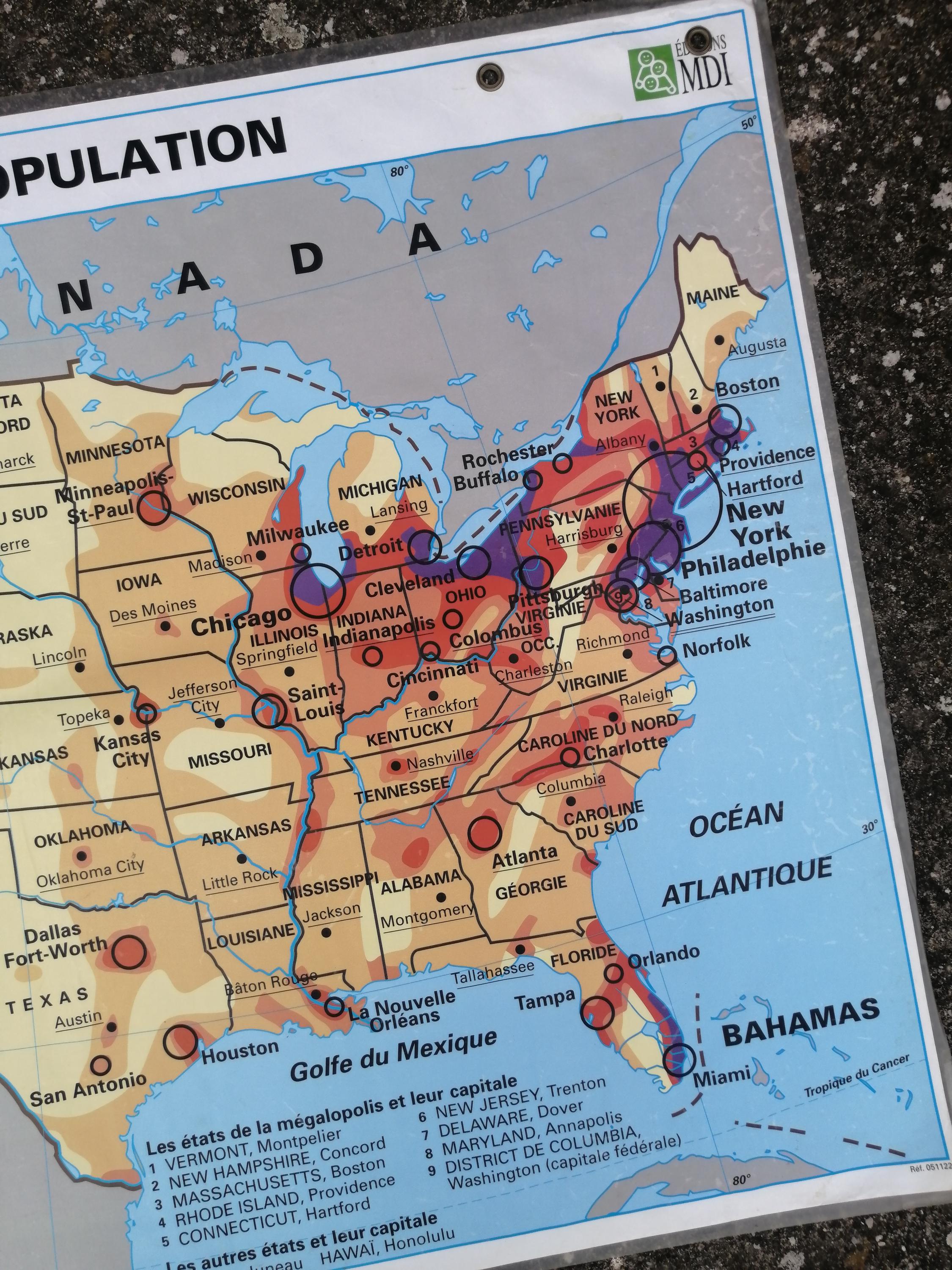 Old Vintage MDI United States USA Map / French School Map MDI Edition ...