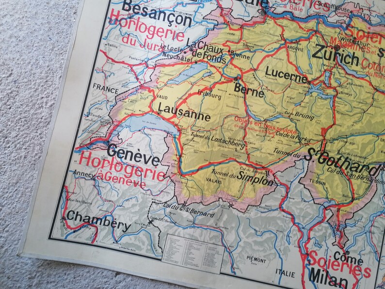Old Vidal Lablache School Map of Switzerland N 26 / Original Lablache ...