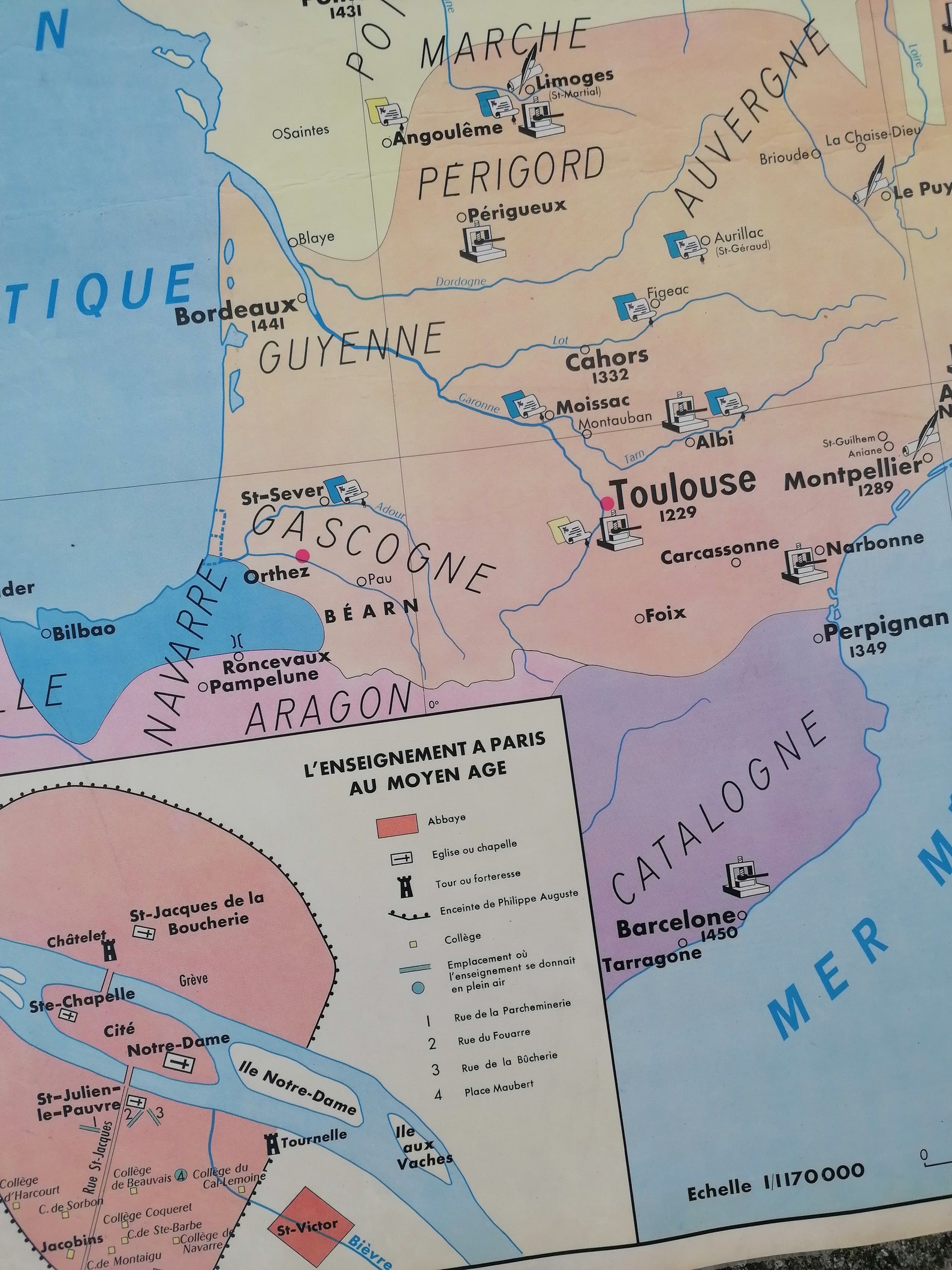 Old MDI History Map: the Crusades-cultural Centres in France / School ...