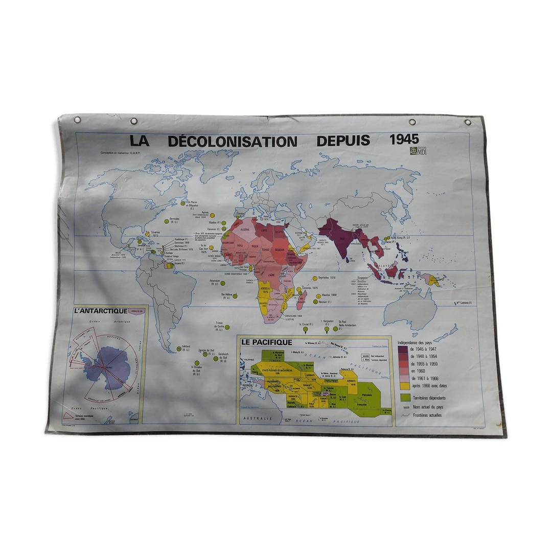 School Decolonization Map / MDI 1988 Colonial Empires / Old Card ...