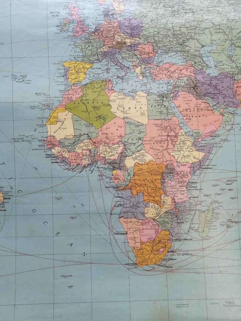 Old World Map Planisphere Royal Interocean Lines / Old World Map ...