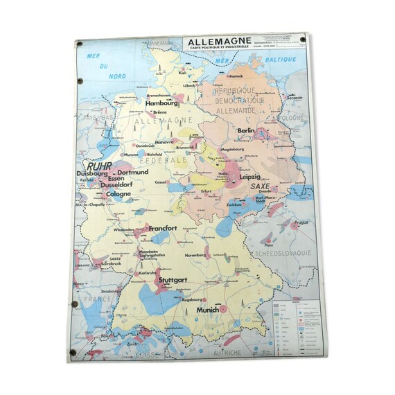 Carte scolaire poster vintage Allemagne RDA édition MDI // | Etsy