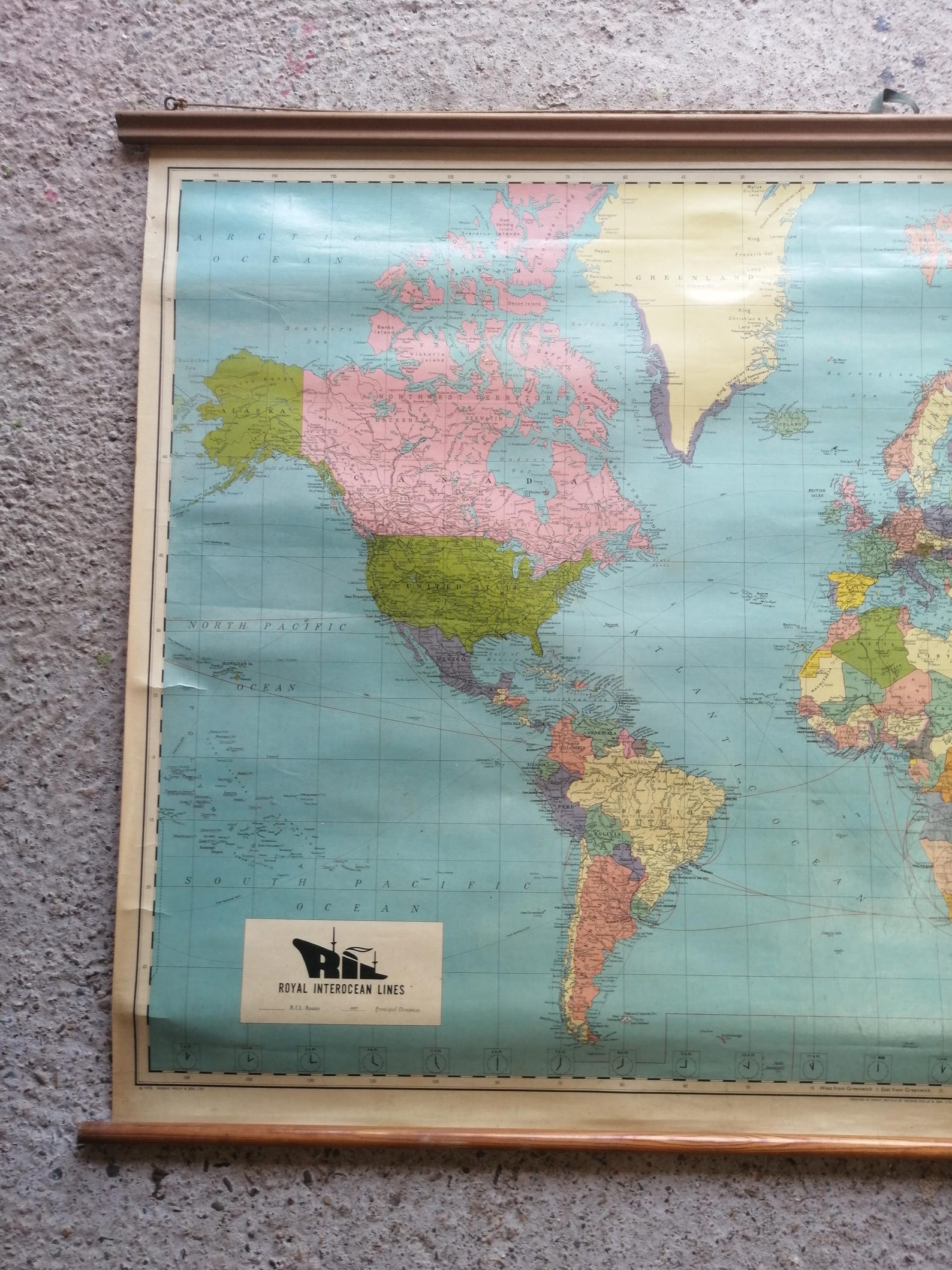 Old World Map Planisphere Royal Interocean Lines / Old World Map ...