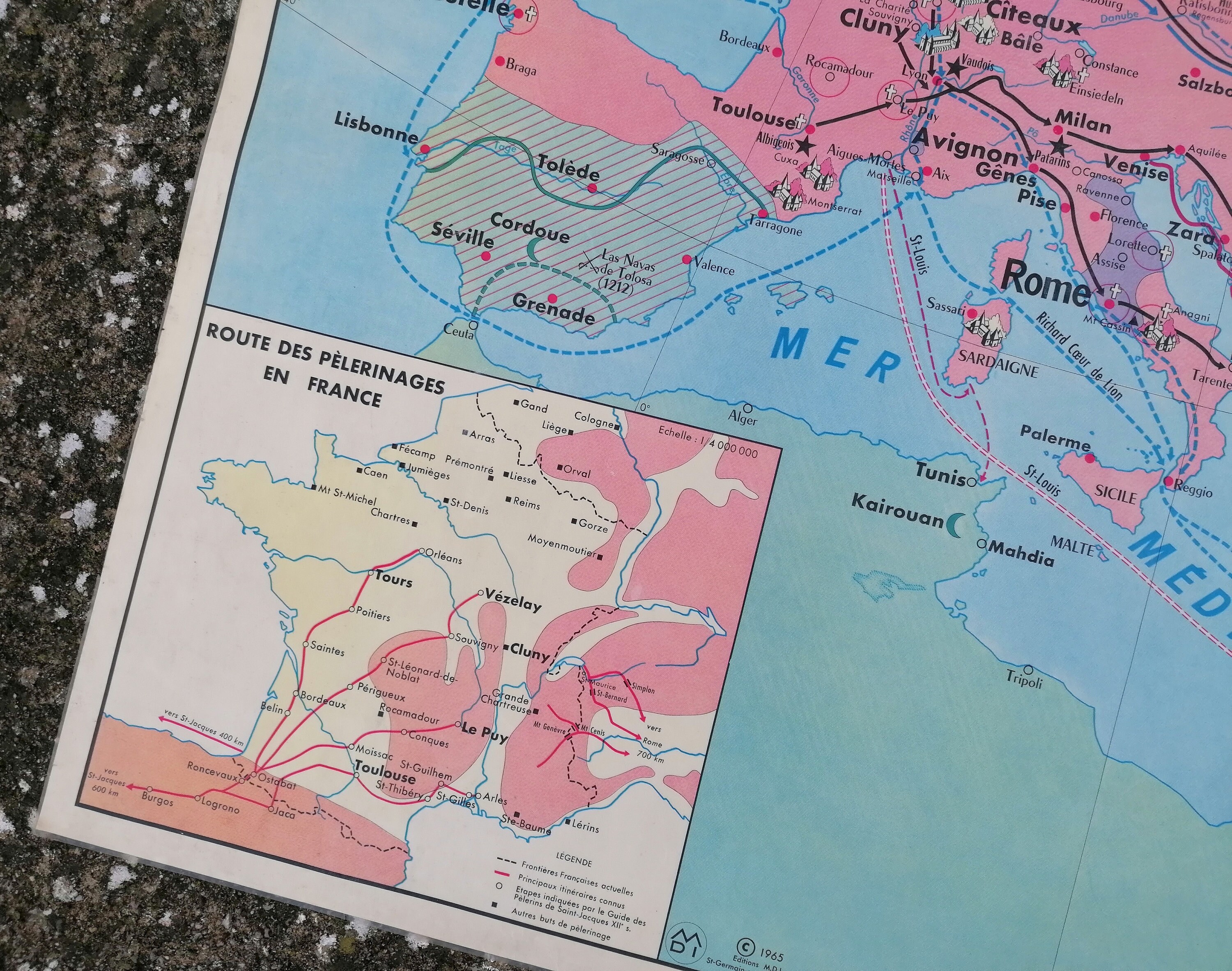 Old MDI History Map: the Crusades-cultural Centres in France / School ...