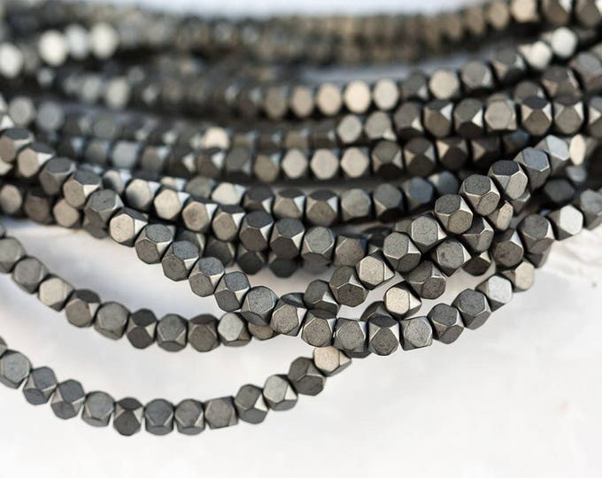 2385 Gray Hematite Beads 4mm Cube Stone Beads Small Beads Hematite ...