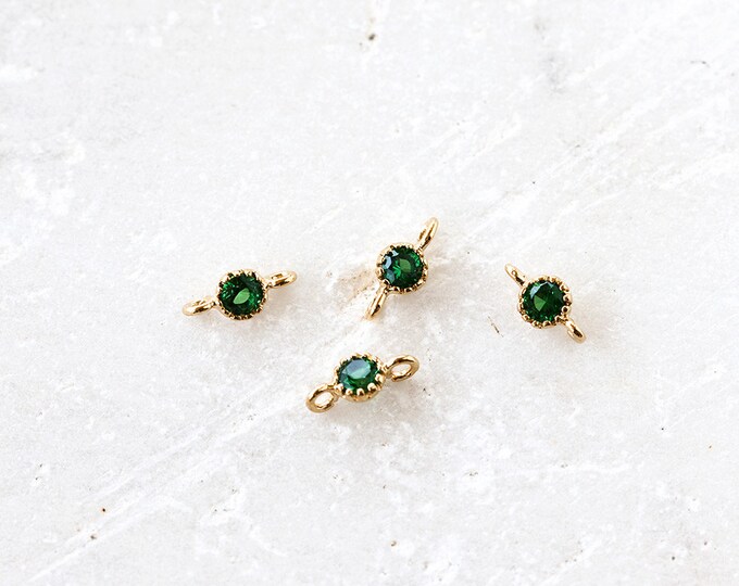 2144 Green Gold Connector CZ 3.5mm Cubic Zirconia Connector Round Brass ...