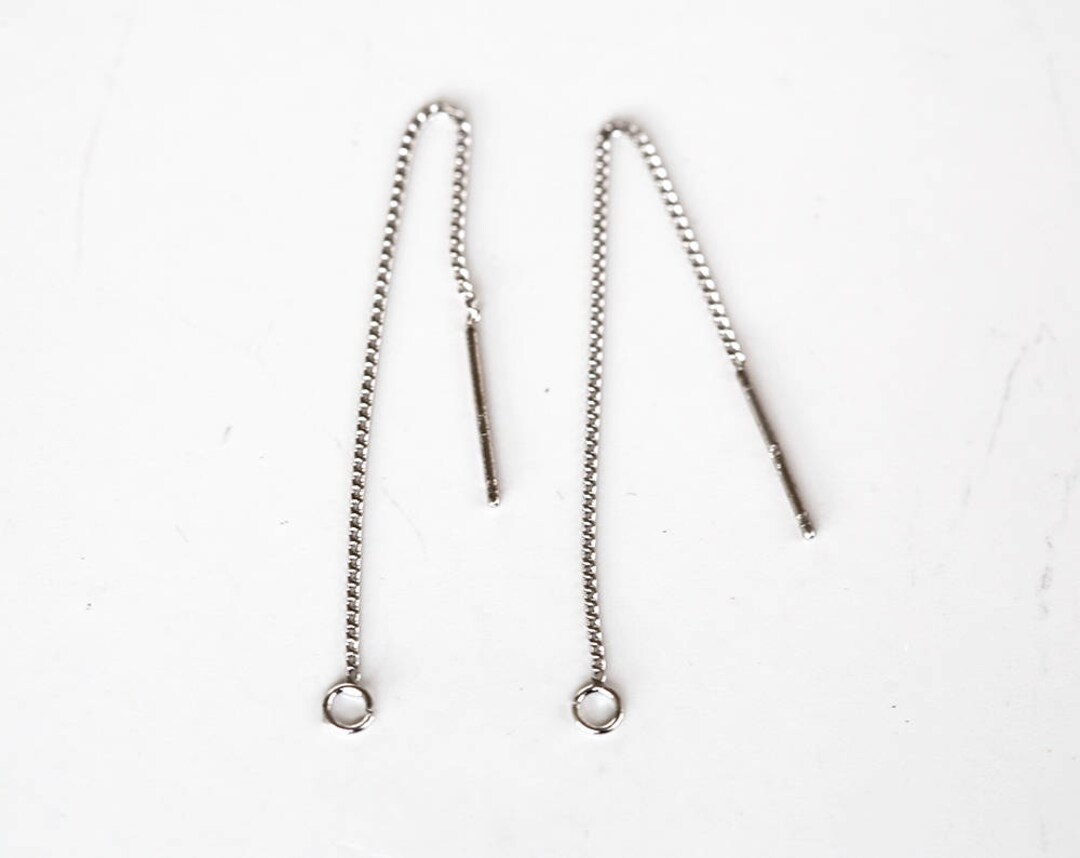 2856 Sterling Silver Chain Earrings 6.5 Cm Rhodium Plated Ear Wires ...