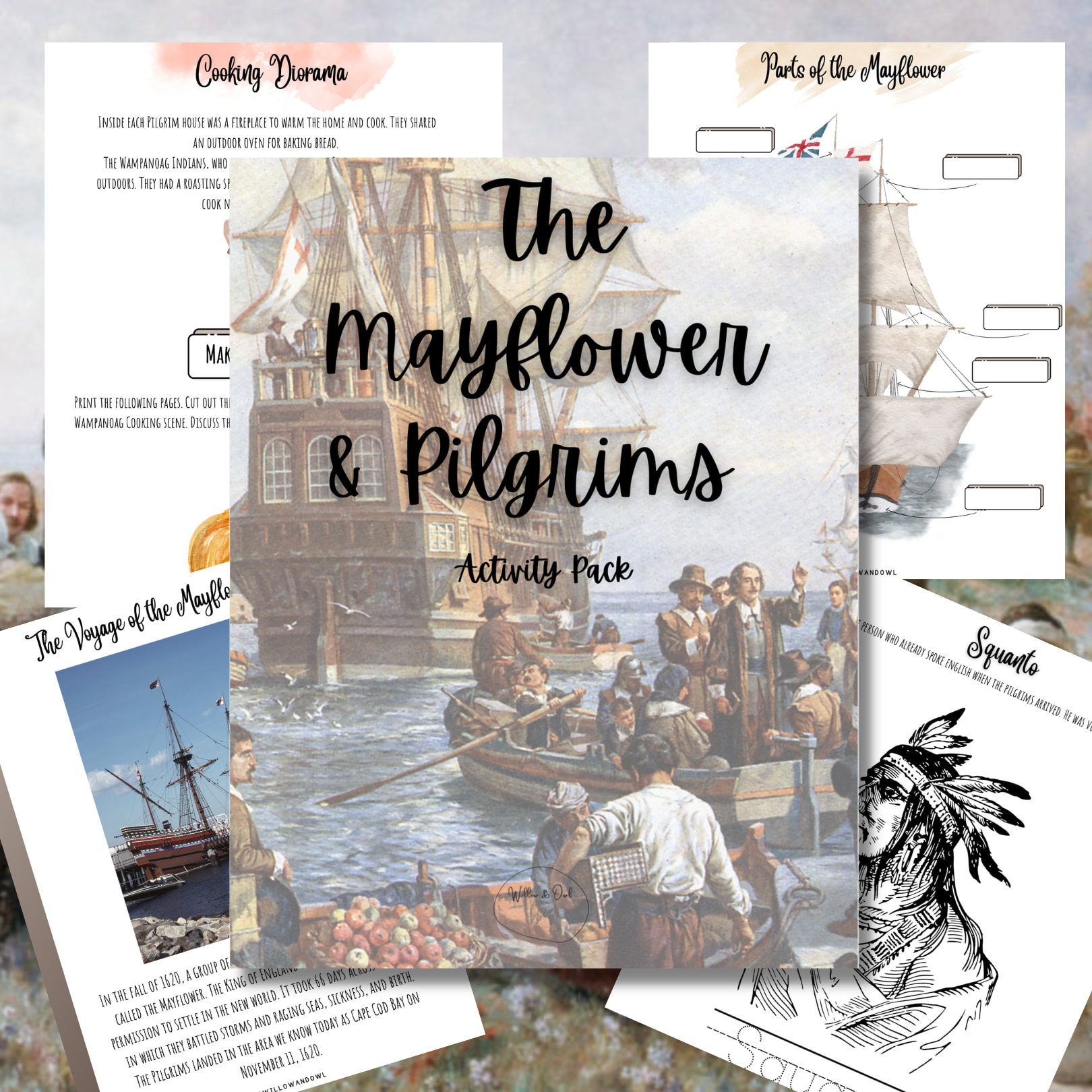 Mayflower & Pilgrim Activity Pack for Unit Study - Etsy