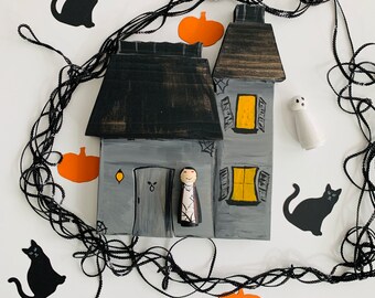 Halloween Peg Dollsspooky Wooden Doll Handmade Toys Wooden - Etsy