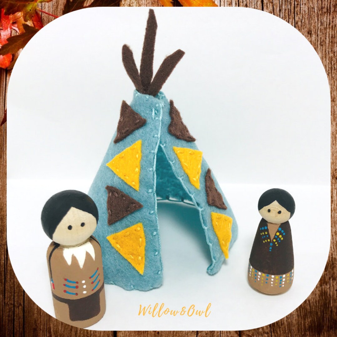 Native American Peg Doll Set - Etsy