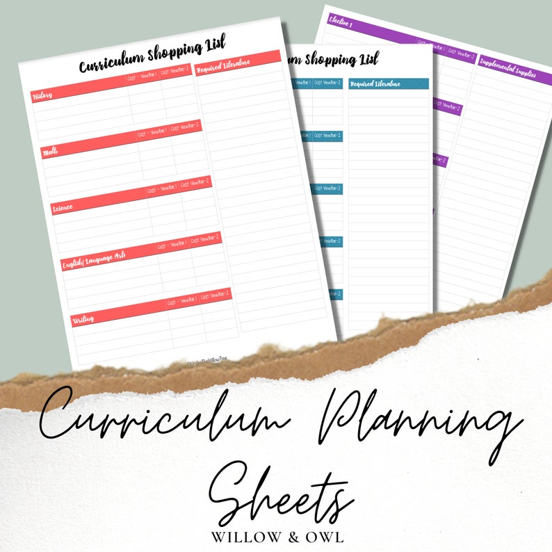 Curriculum Shopping Planning Sheets | Homeschool - Etsy