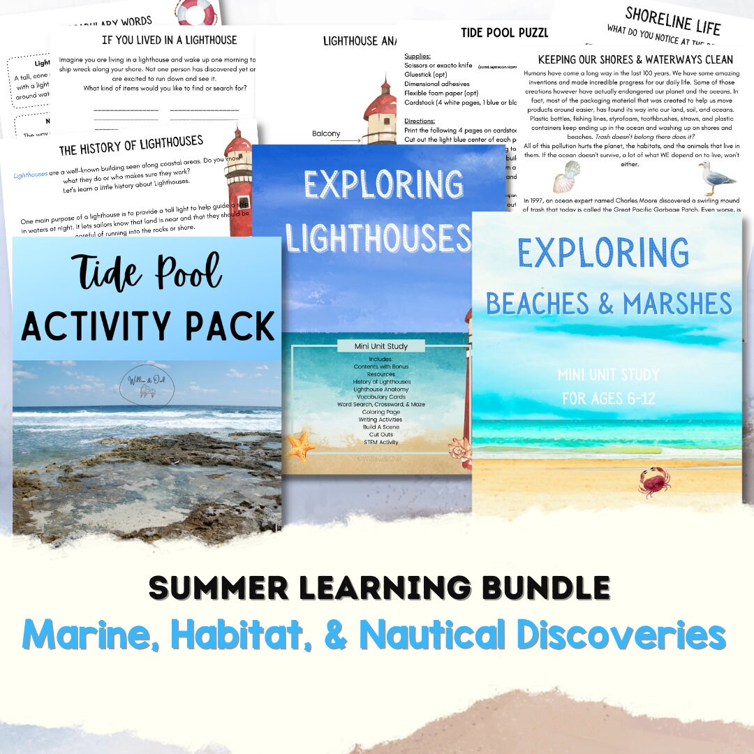 Summer Unit Study Bundle: Beaches, Lighthouses, & Tide Pools - Etsy