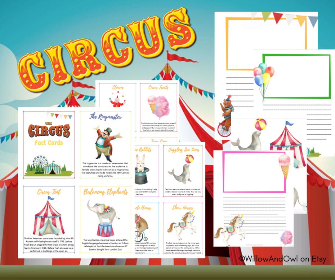 Circus and Carnival Fact Cards With Journaling Pages for Homeschool and ...