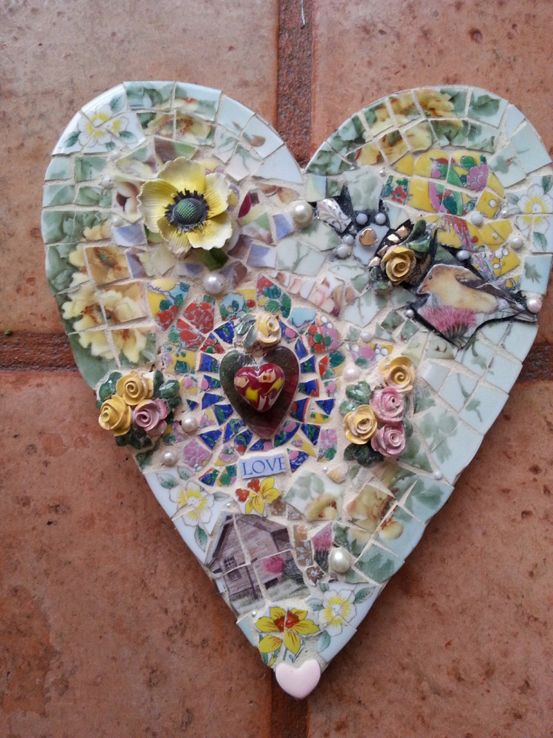 Mosaic Hearts - Etsy