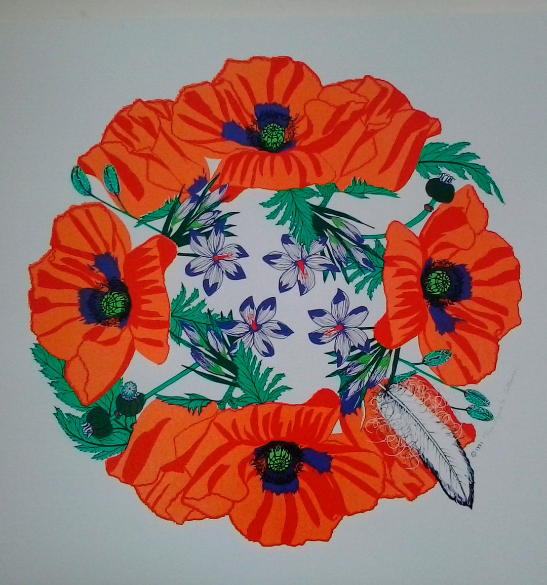 Poppy and Crocus Mandala: Vivid Hand Pulled Serigraph - Etsy
