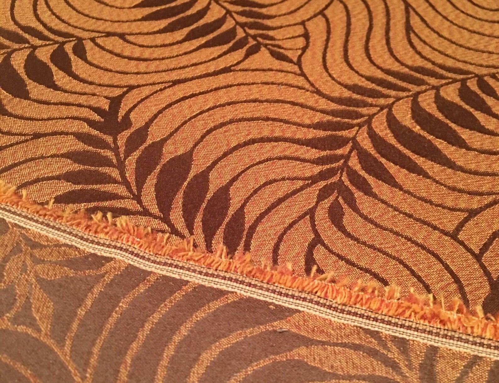 Upholstery Fabric Tropical Fern Leaves Palm Orange Brown Poly BTY - Etsy