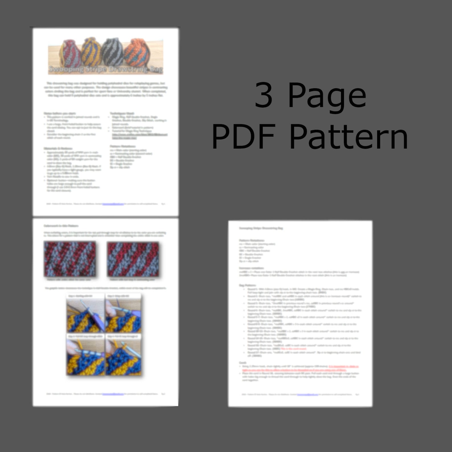 PATTERN: Striped Crochet Pattern Drawstring Bag Crochet - Etsy