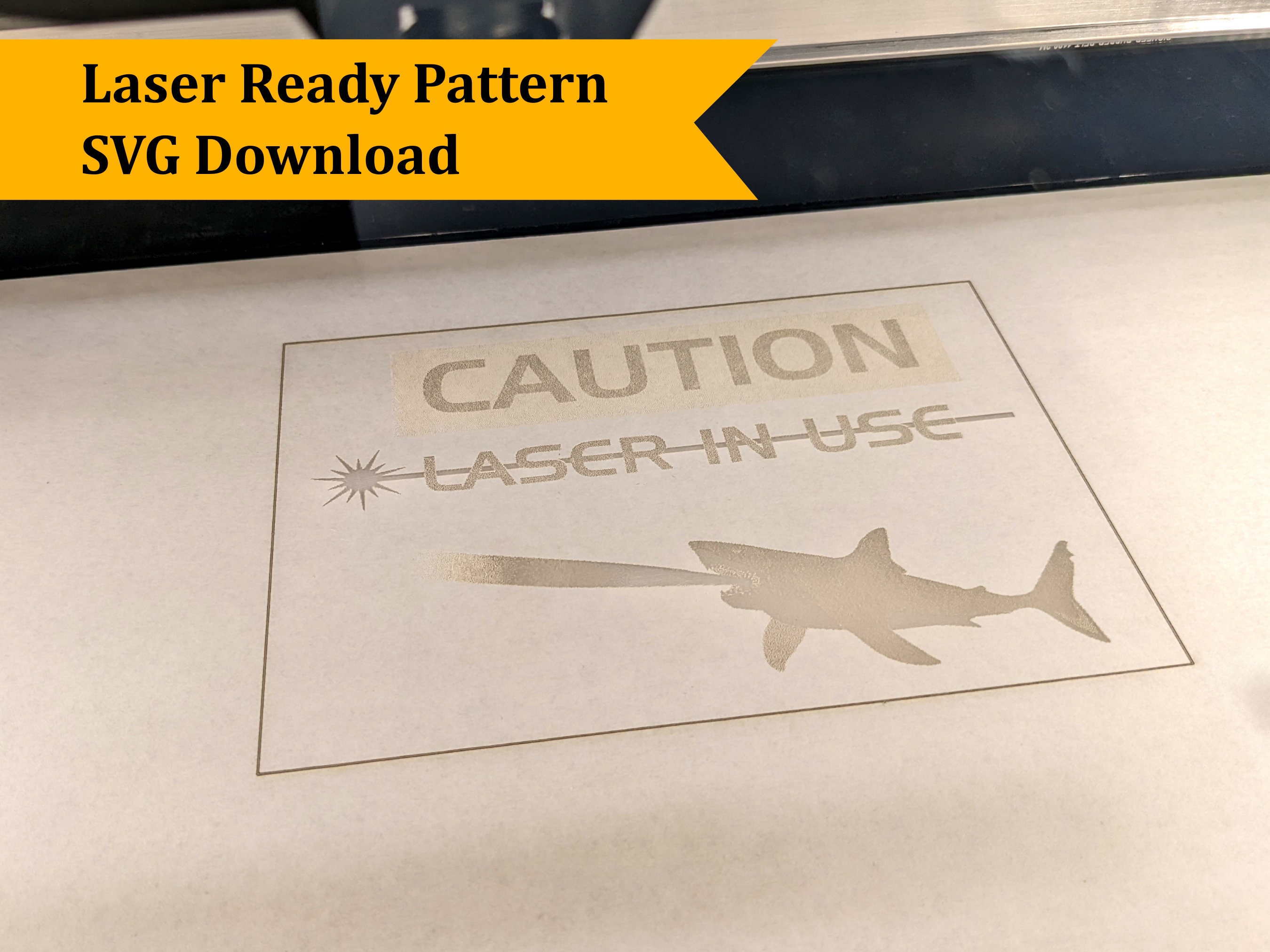 Caution Laser Sign Shark Warning SVG Glowforge Etch Engraving - Etsy