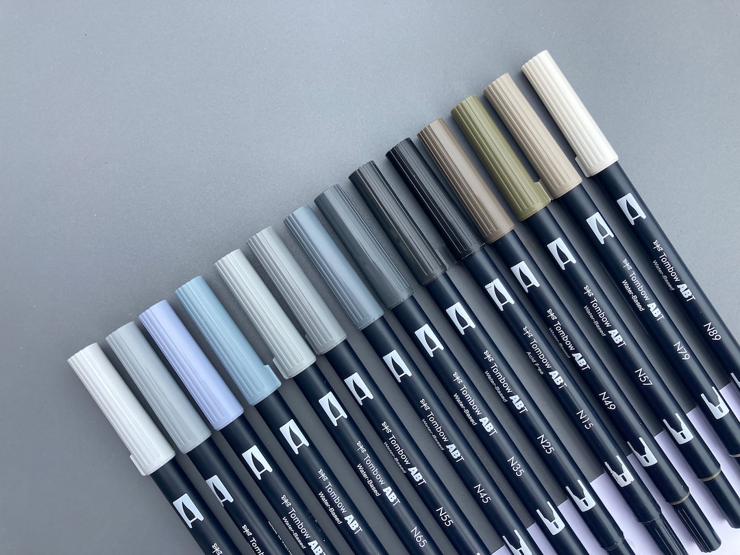 Tombow ABT Dual Brush Pens – Cool Grey / Warm Grey / Black Lettering ...