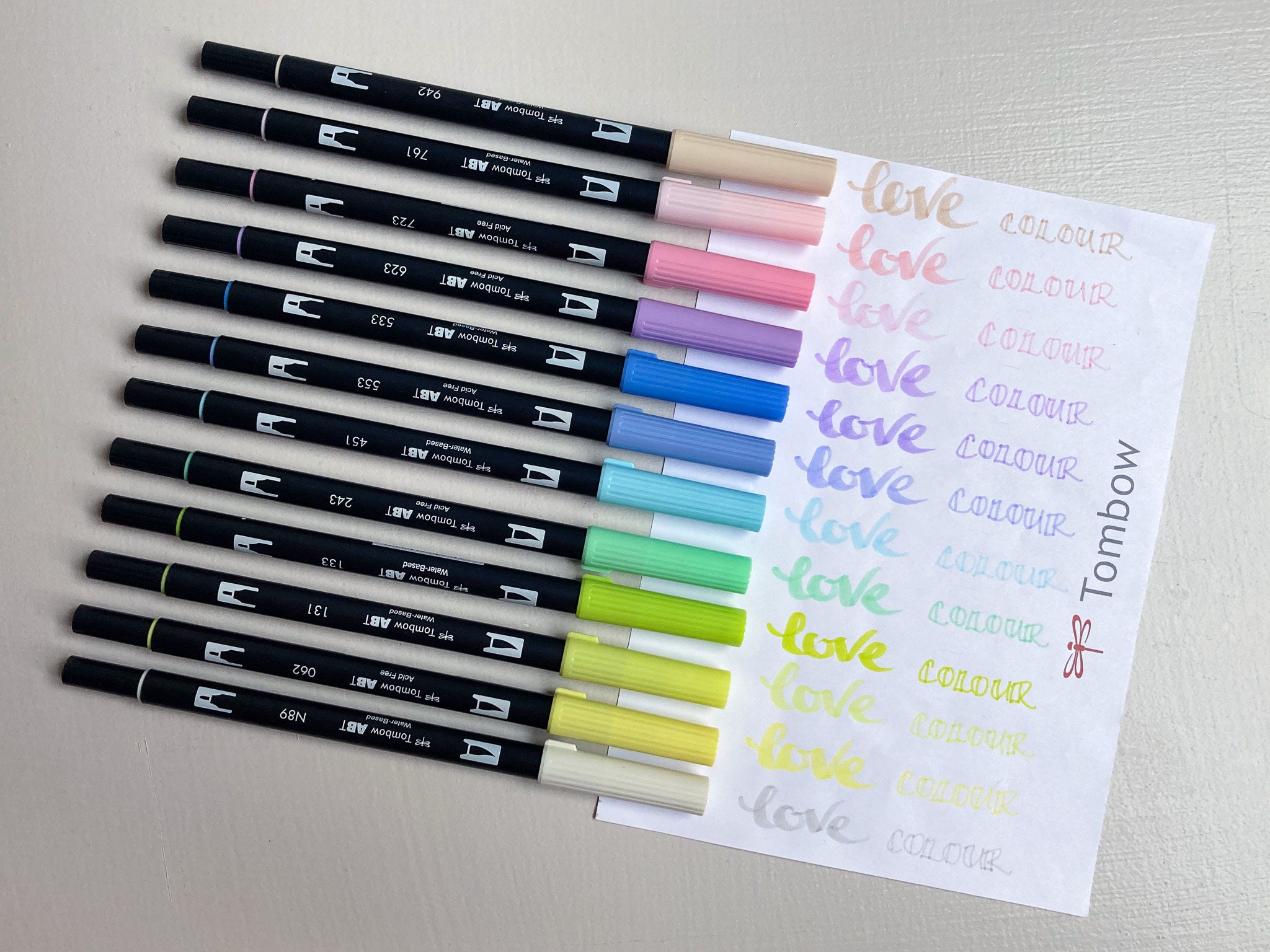 Tombow Pastel Colours ABT Dual Brush Pens Bundle Pack of 6 or 12 Pastel ...