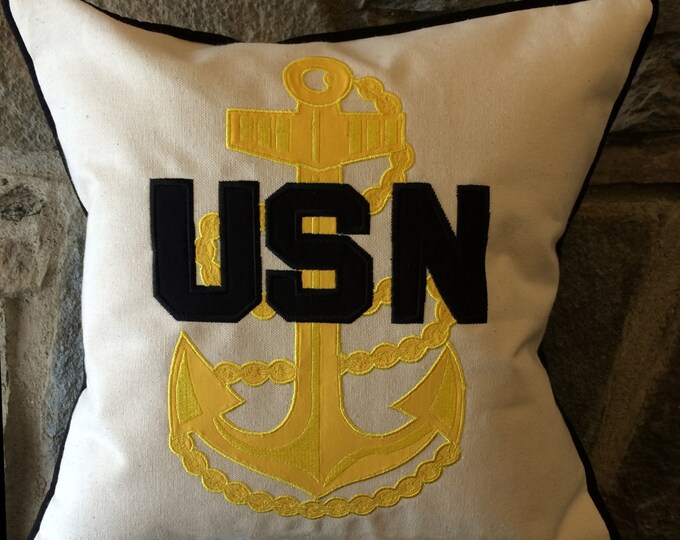 Handmade Navy Chief's Pin 16 X 16 Pillow Fouled Anchor Christmas Gift ...