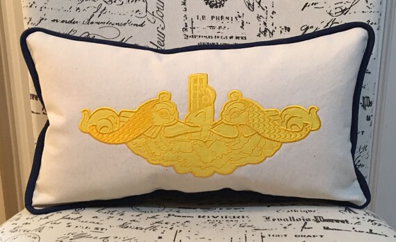 Handmade Navy Submarine Warfare Pin 12x18 Lumbar | Etsy