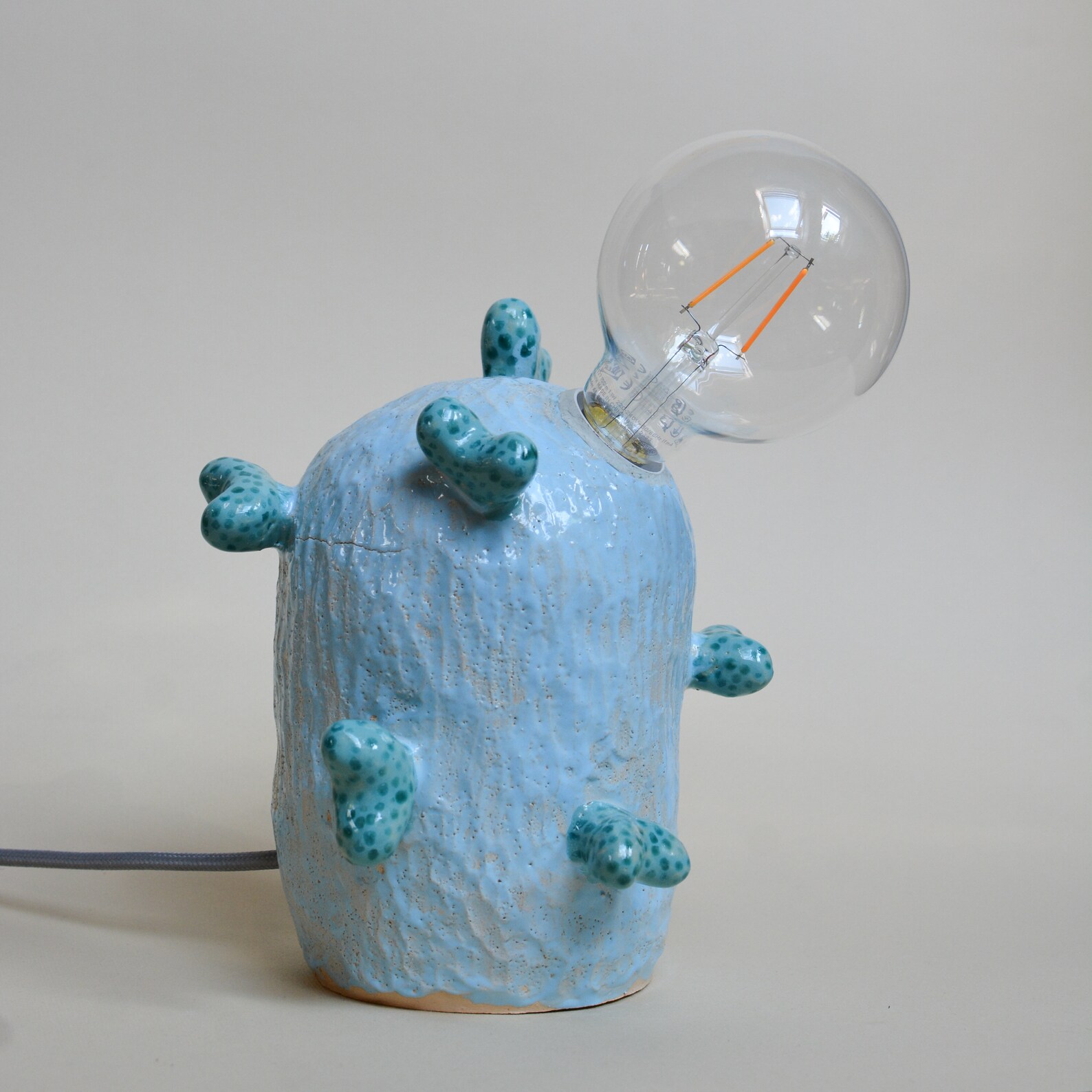 Modern Ceramic Lamp Light Blue, Coral Inspired Decor, Handmade Bedside ...