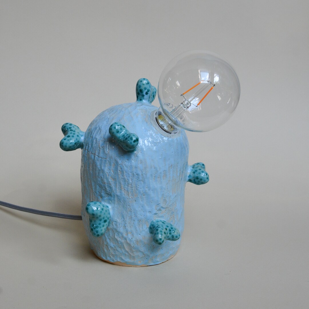 Modern Ceramic Lamp Light Blue, Coral Inspired Decor, Handmade Bedside ...
