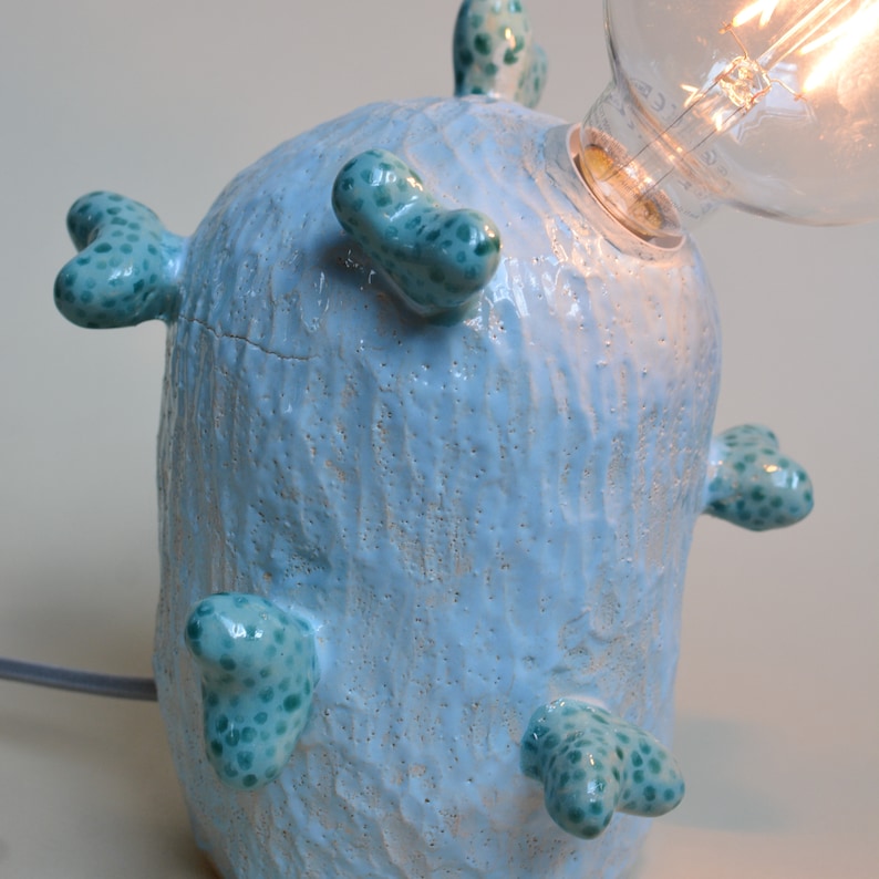 Modern Ceramic Lamp Light Blue, Coral Inspired Decor, Handmade Bedside ...