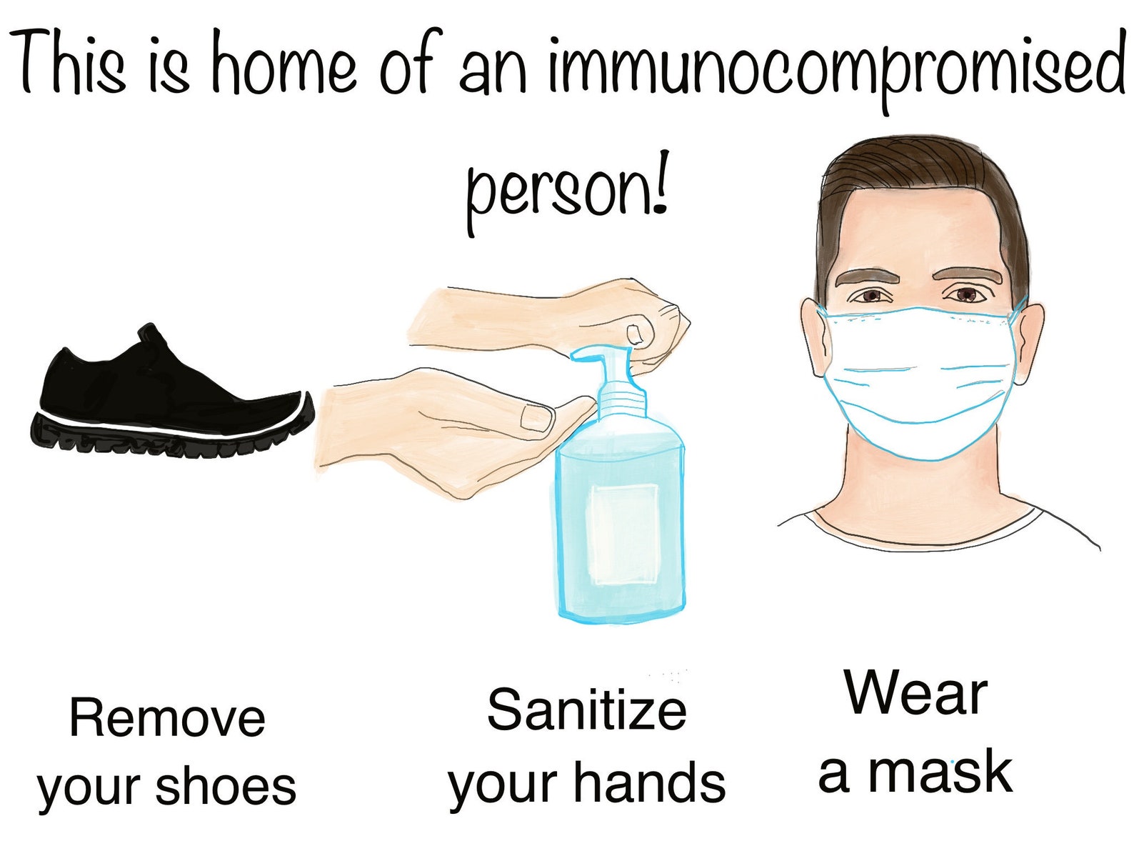 Door Sign for Immunocompromised Person Printable Wear Mask | Etsy